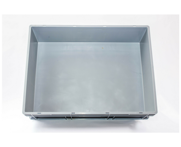 Stackable container 800x600x220 mm with solid sidewalls, solid base & 2 ...