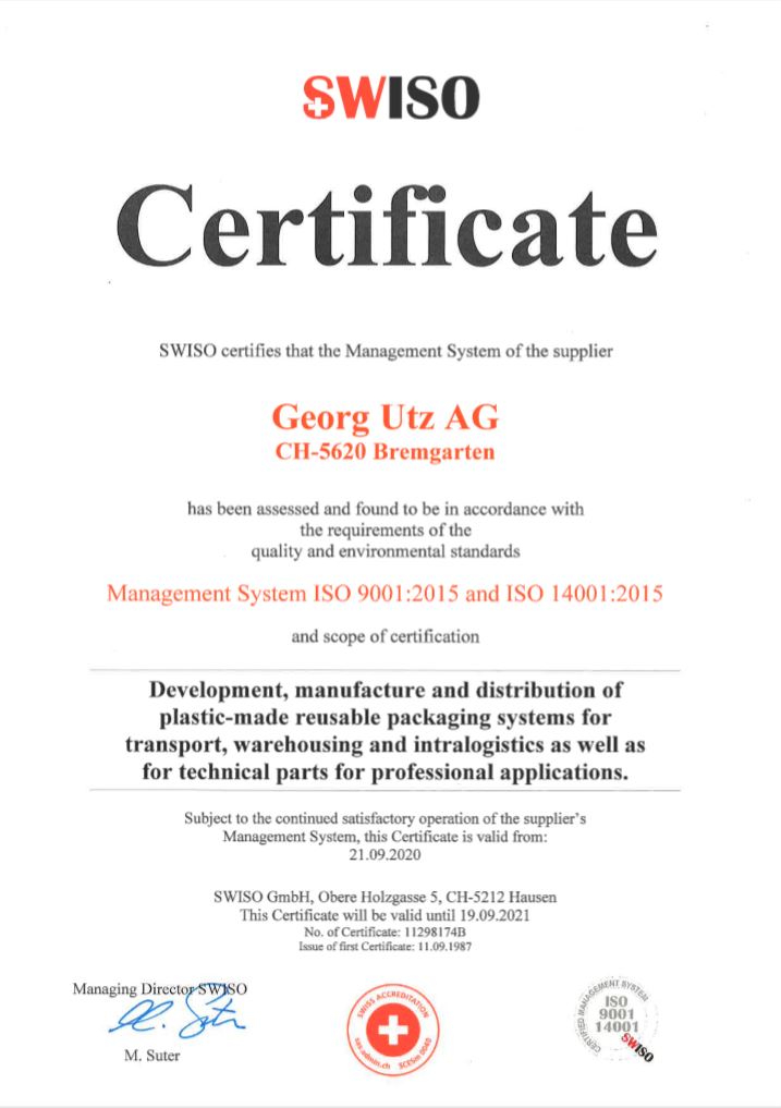 Certificates | Georg Utz AG