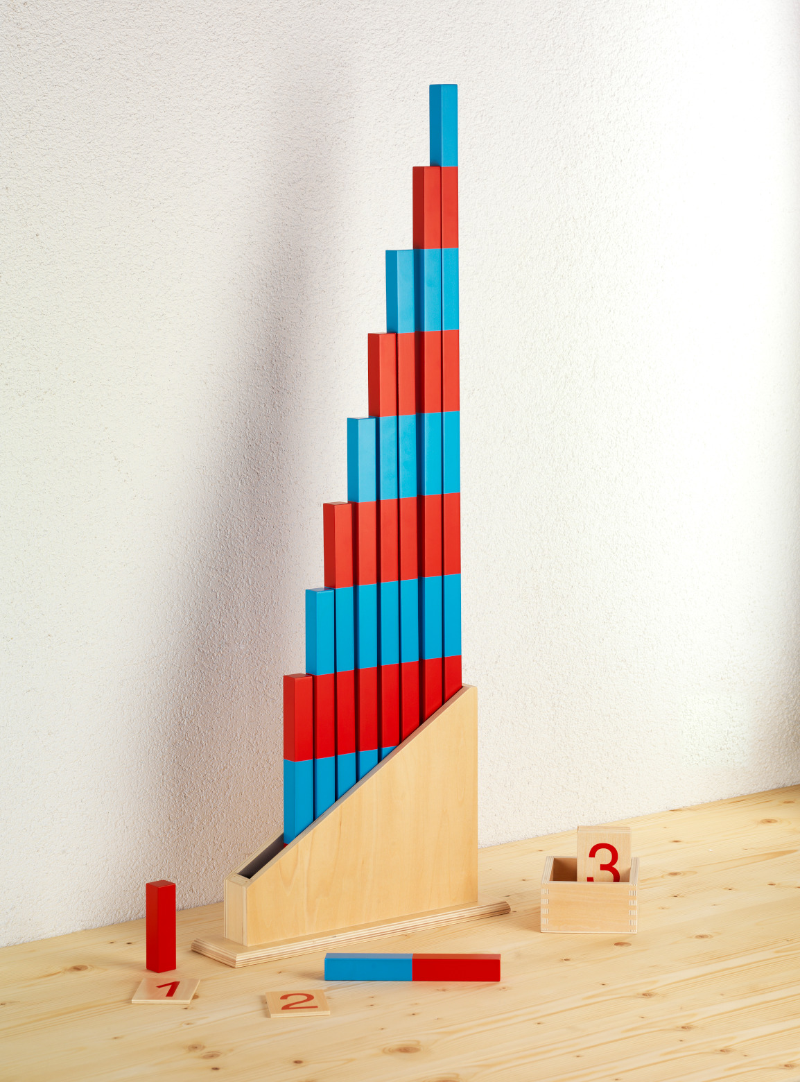 Montessori blau-rote Numerische Stangen + Aufb. | Montessori-Shop.de